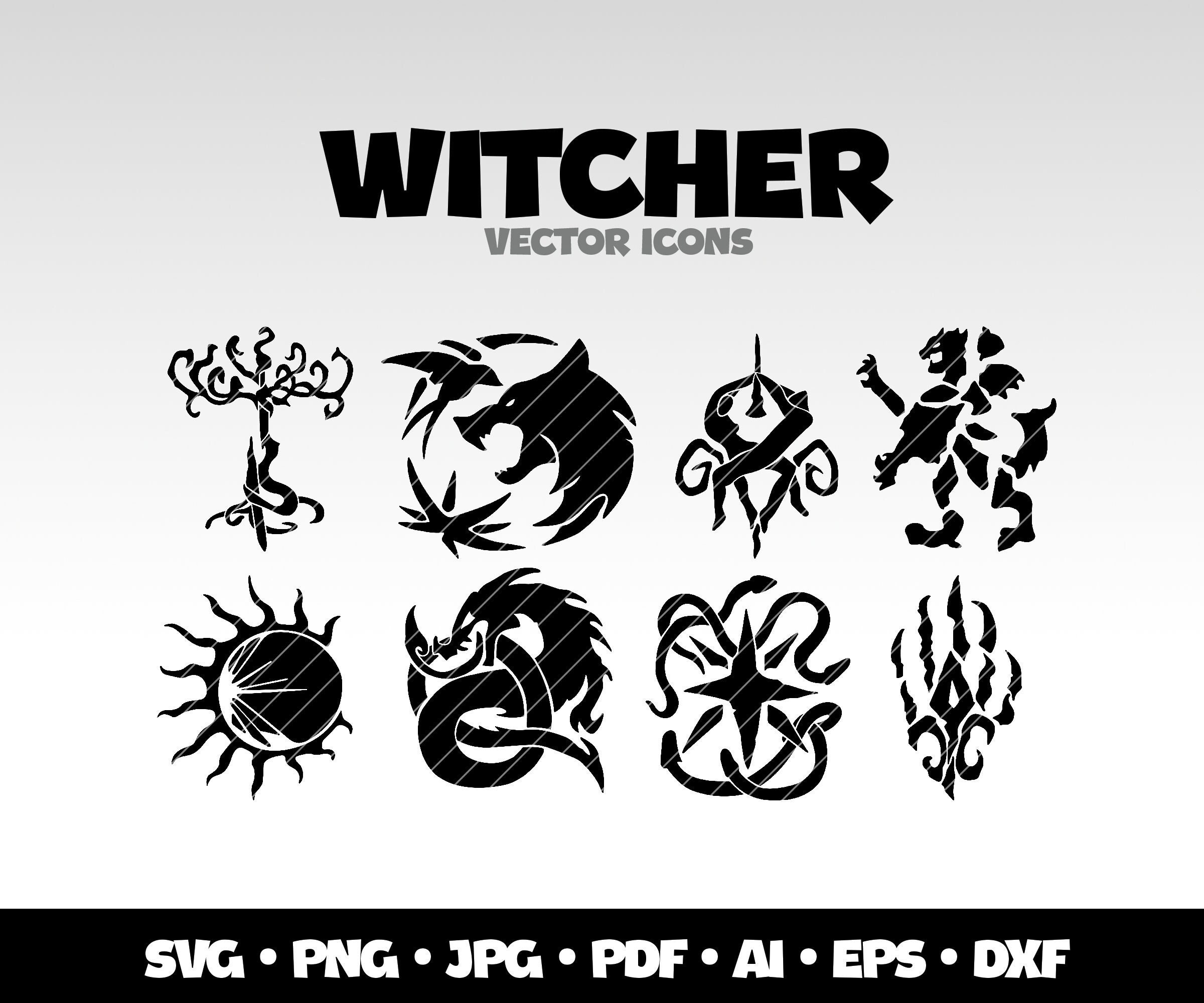 Witcher Svg Bundle Pack Witcher Vector Png White Wolf Svg Witcher Logo ...