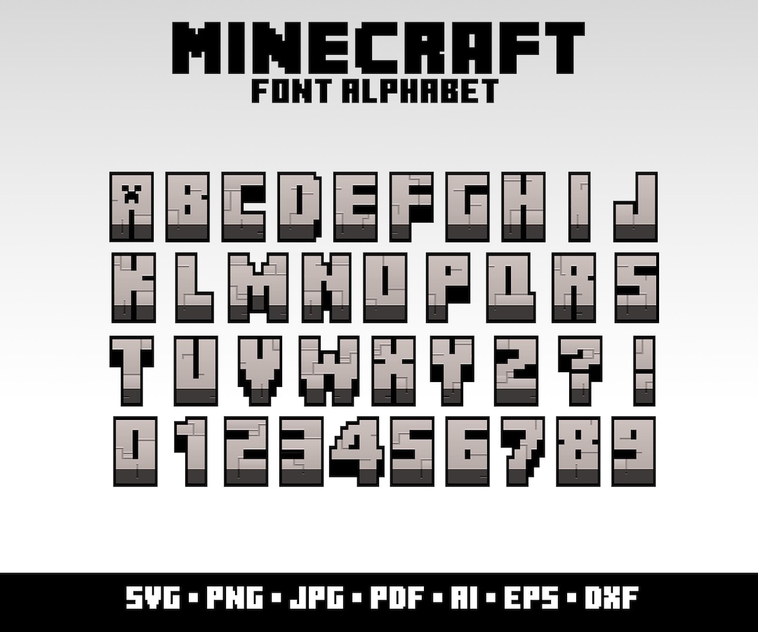 Minecraft Font Svg Bundle Minecraft Alphabet Printable Minecraft Gamer ...
