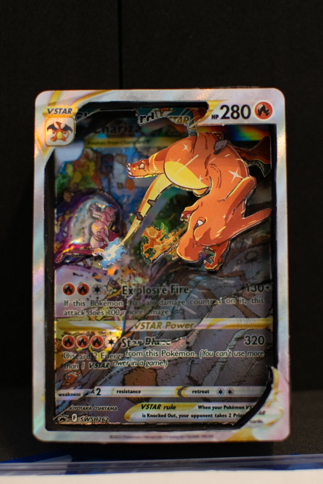 Charizard Vstar Alt Art 3D Pokémon Card SWSH 262 Shadow Box Lucky Egg ...