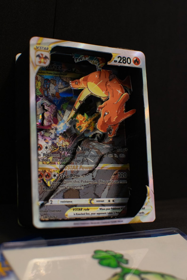 Charizard Vstar Alt Art 3D Pokémon Card SWSH 262 Shadow Box Lucky Egg ...