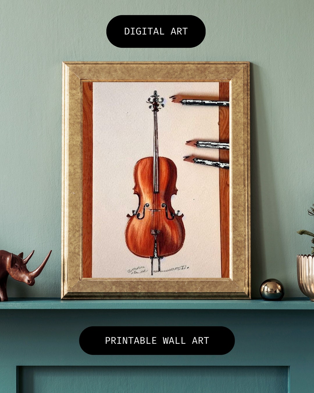 Cello Digital Art Printable | Cello Art | Gift for Cellist | Classical ...