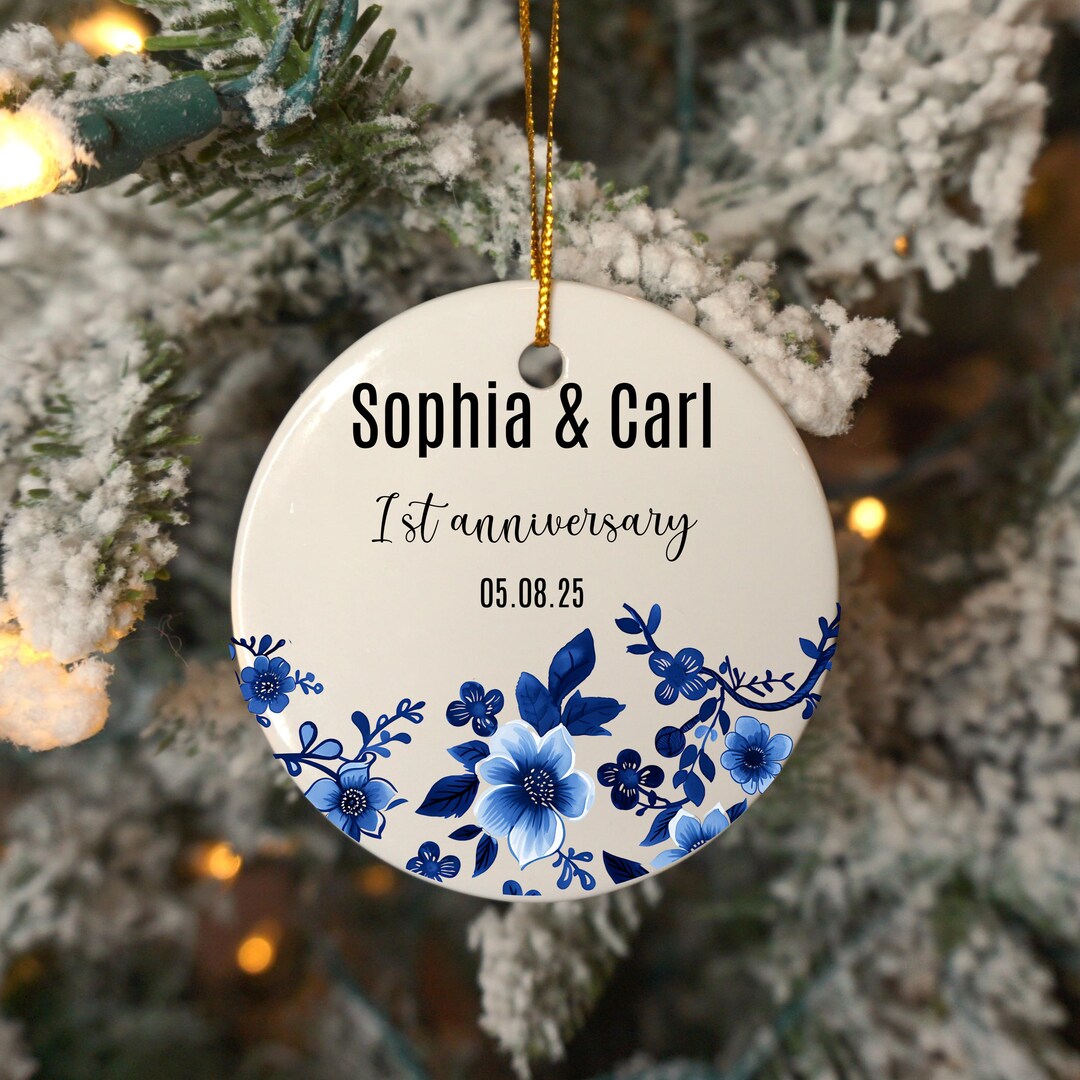 Custom Anniversary Ornament, 1st Anniversary Gift, Custom Couple Names ...