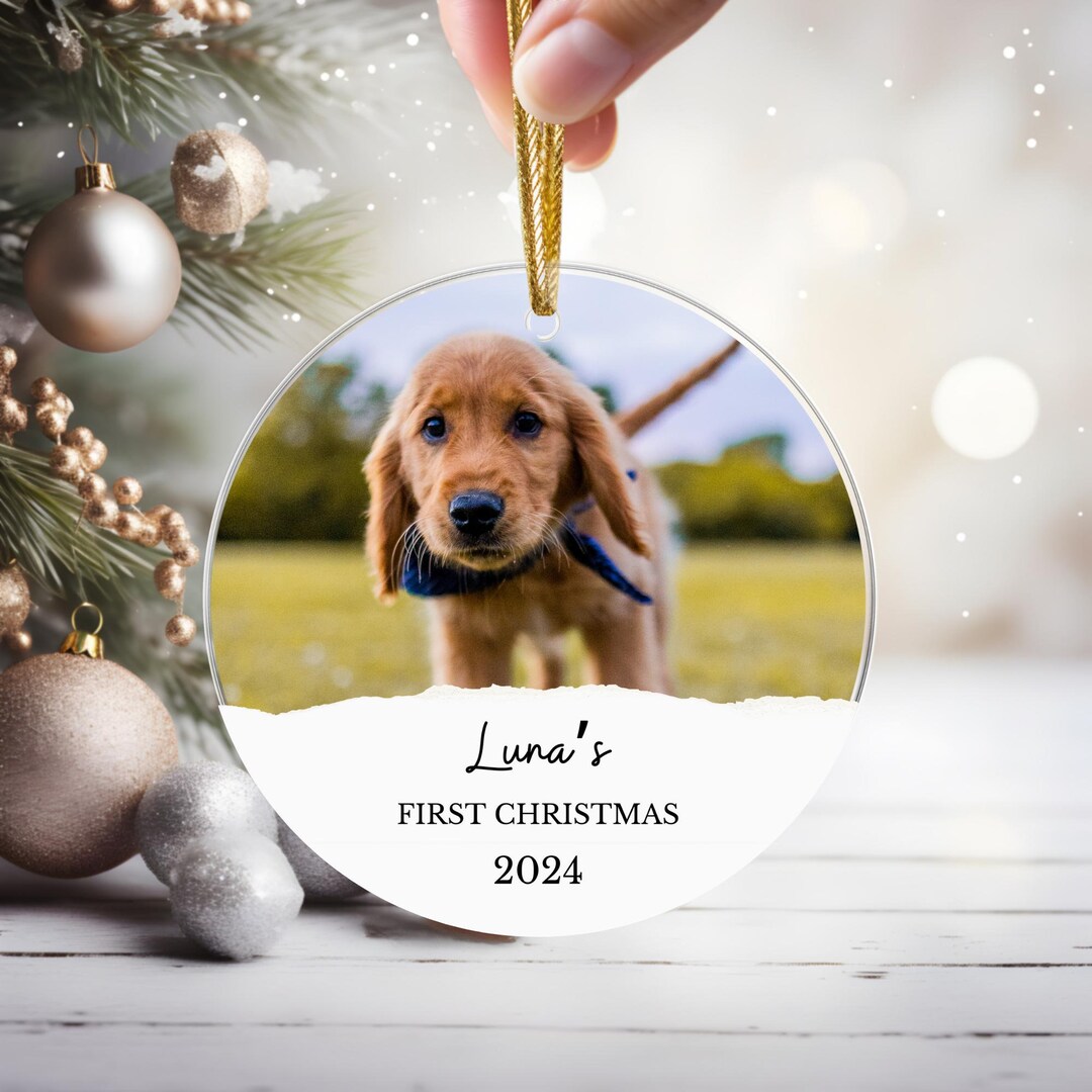 Dog Ornament Custom Dog First Christmas Pet Photo Ornament Dog Photo ...