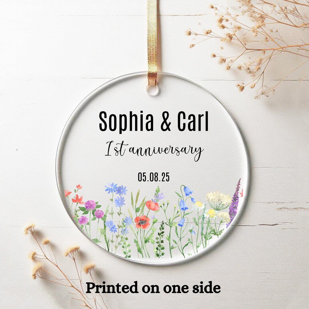 Custom Anniversary Ornament, 1st Anniversary Gift, Custom Couple Names ...