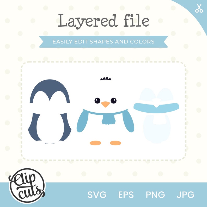 Cute Penguin SVG File for Cricut SVG Penguin Cut File Layered SVG ...