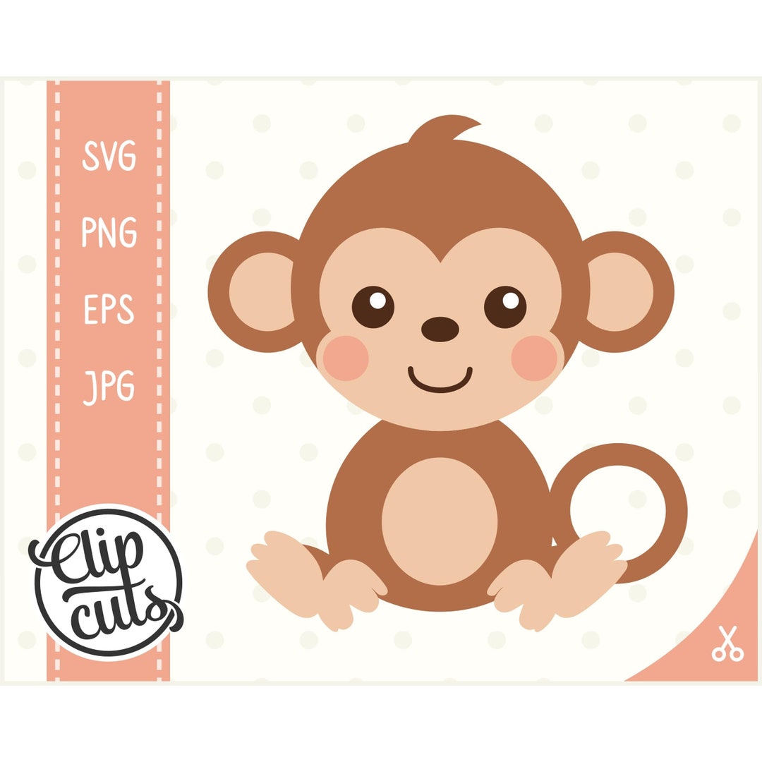 Cute Monkey SVG File for Cricut SVG Monkey Cut File Layered SVG Monkey ...