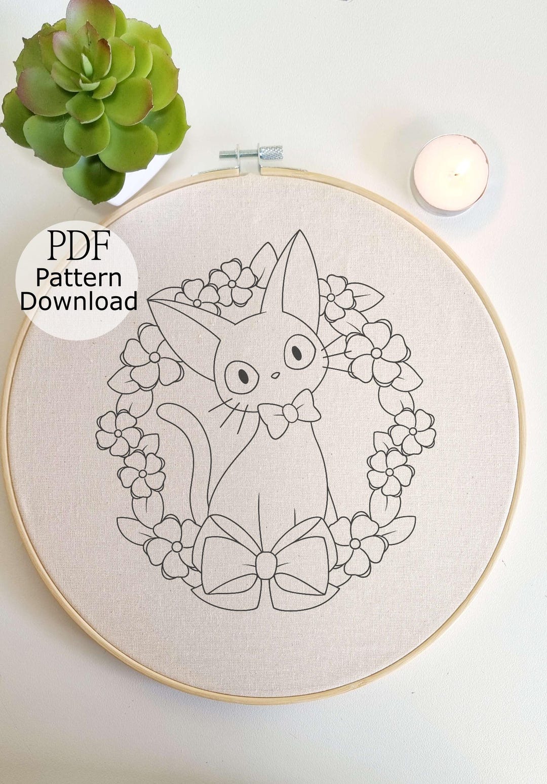 Jiji Christmas Embroidery Design, Ghibli Pattern (PDF Download) - Etsy