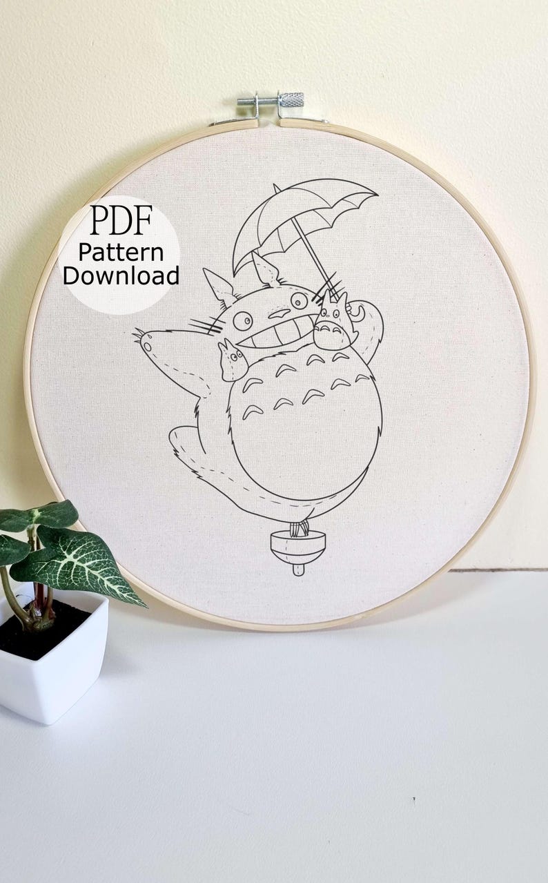 Totoro Embroidery Pattern, Ghibli Anime Design (PDF Pattern) - Etsy