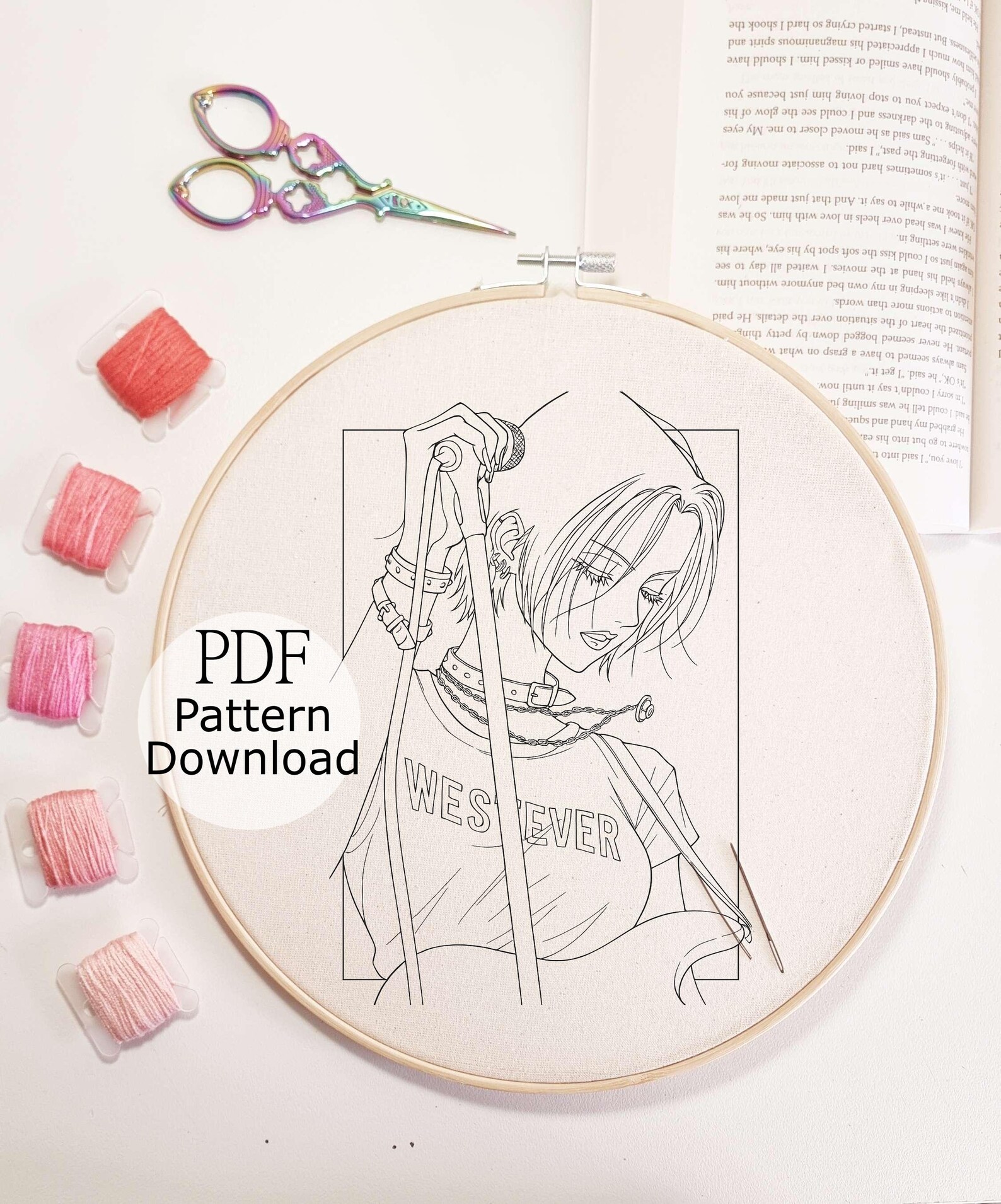 Nana Embroidery Pattern, Anime Embroidery Design, Hand Embroidery for ...