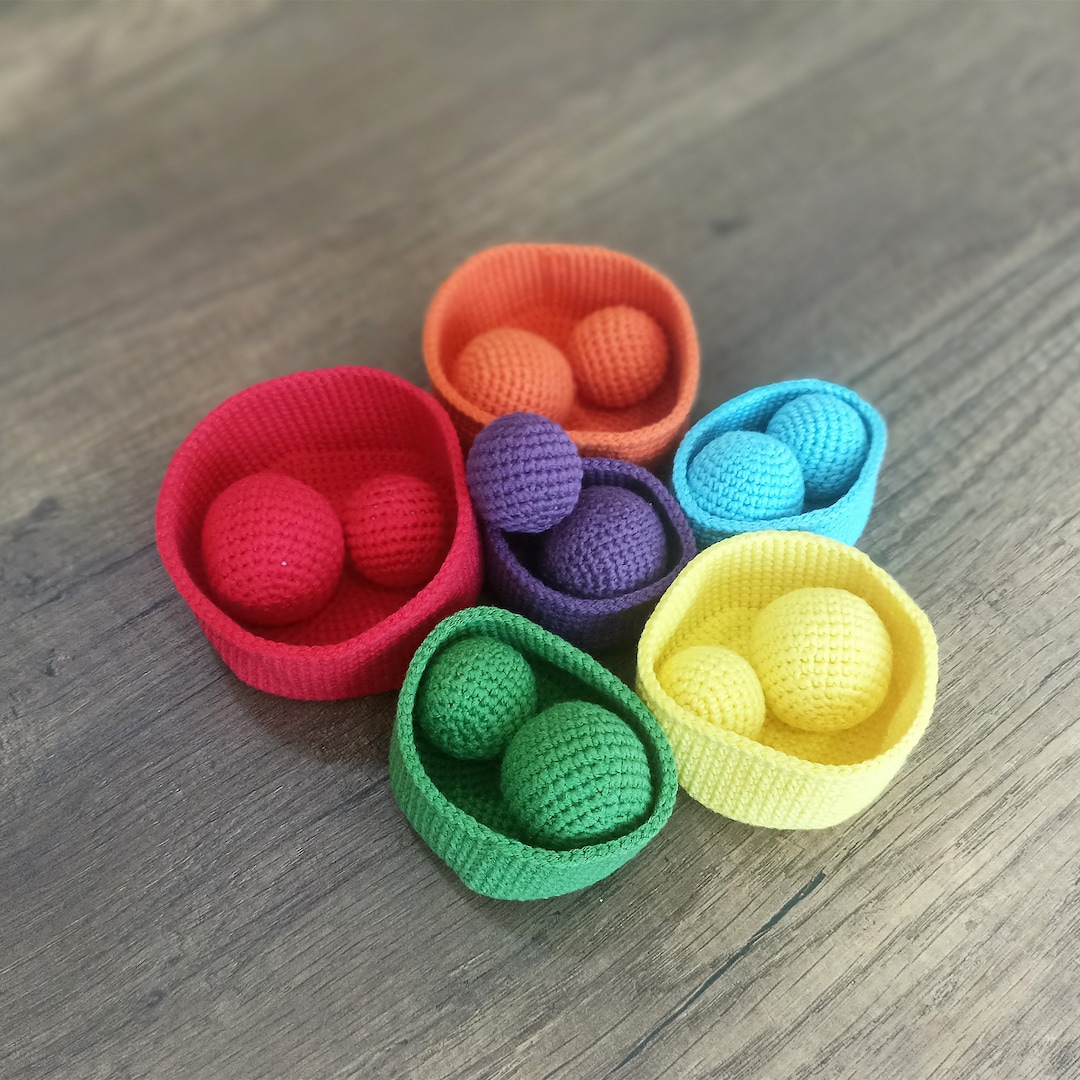 Handmade Crochet Amigurumi Baby Game Education Set Colorful Toys ...