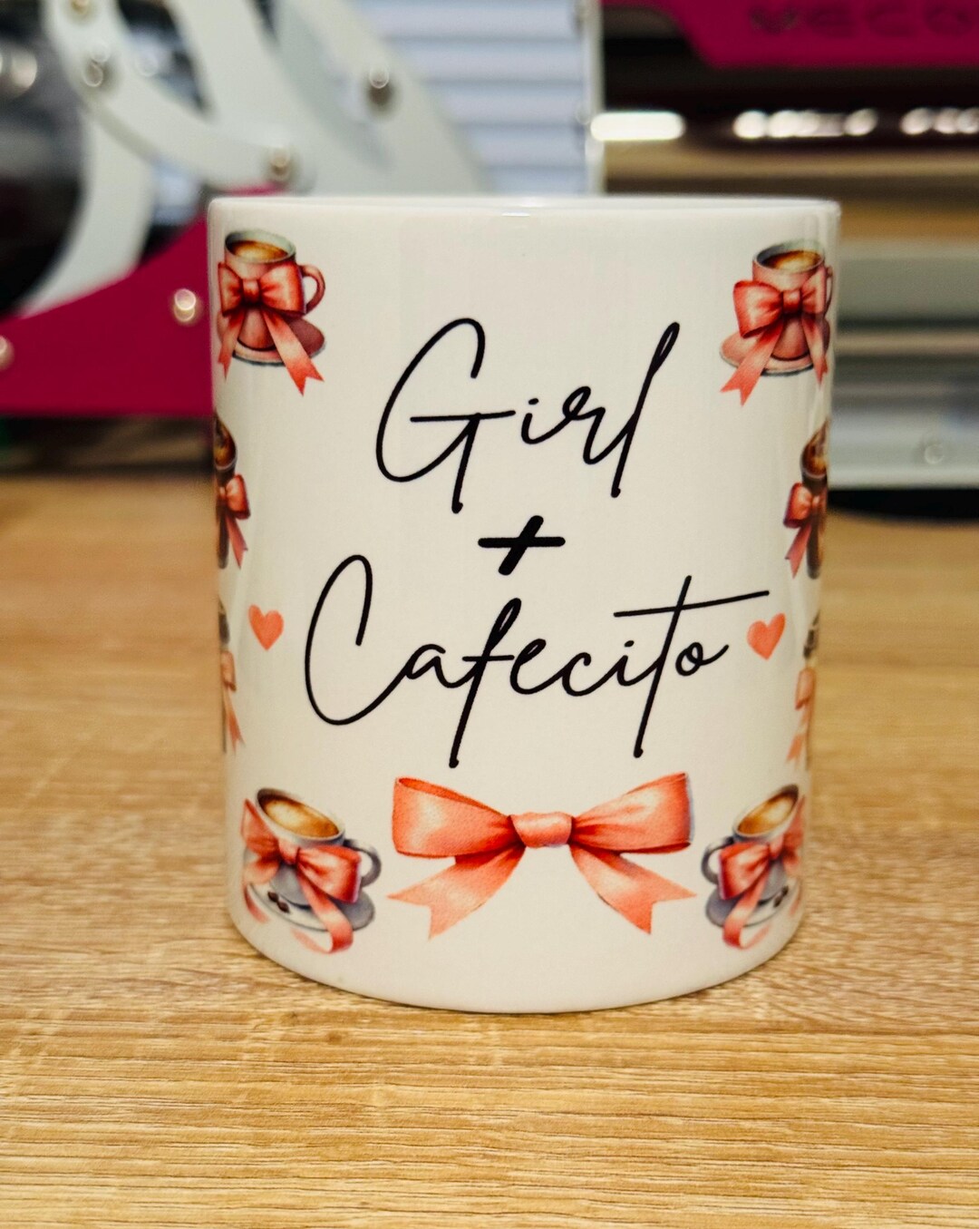 Pink Bow Girl + Cafecito Mug - Etsy
