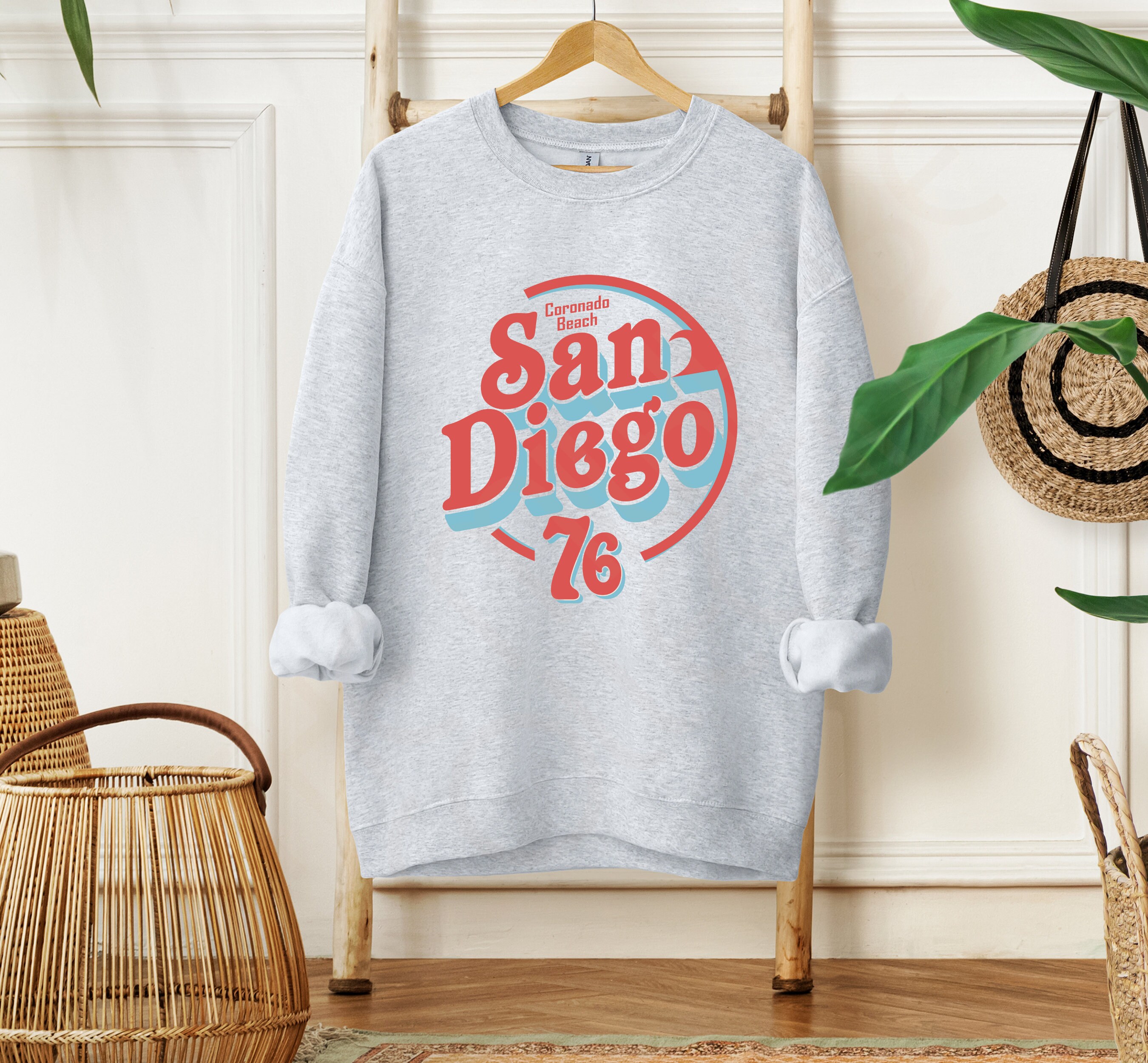 San Diego Coronado Beach Crewneck Sweatshirt, Beach Sweatshirt, Retro ...