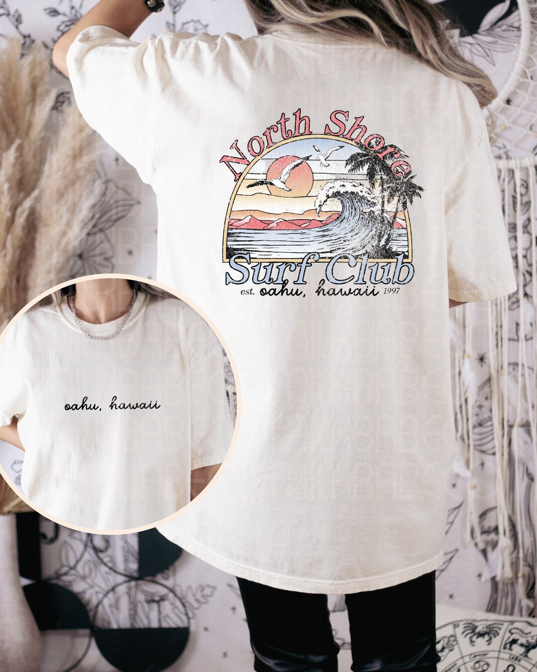 Comfort Colors Front Back Graphic Tee North Shore Surf Club - Etsy