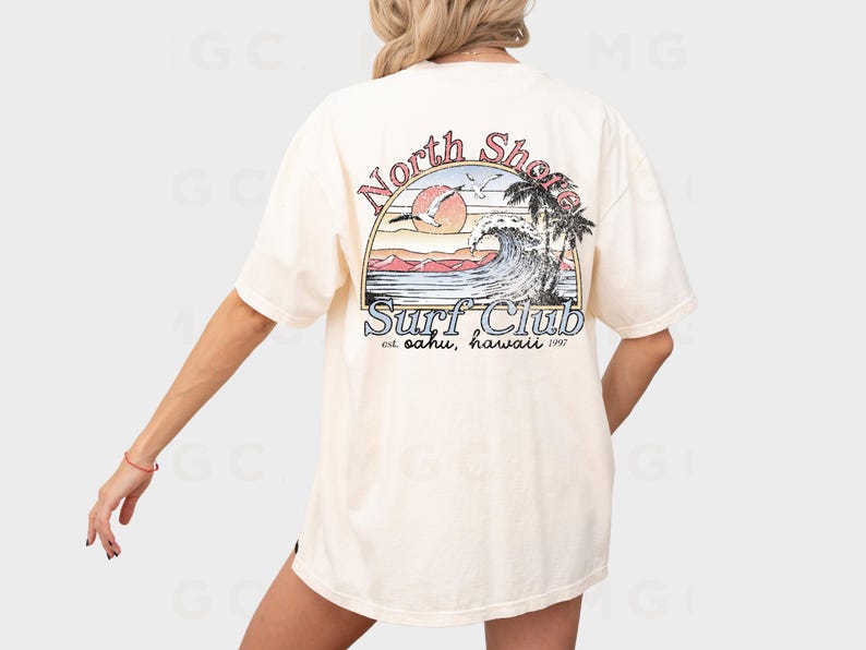 Comfort Colors Front Back Graphic Tee - North Shore Surf Club Shirt ...