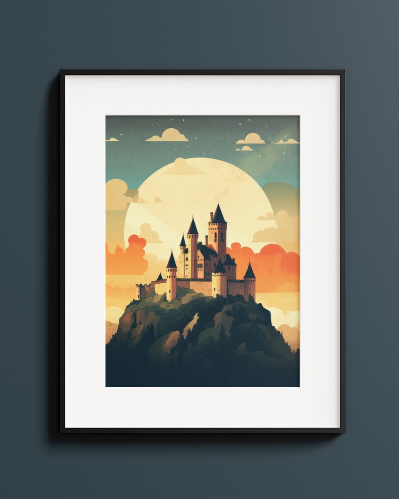 Fantasy Castle at Sunset Landscape Art Digital Print High Resolution - Etsy