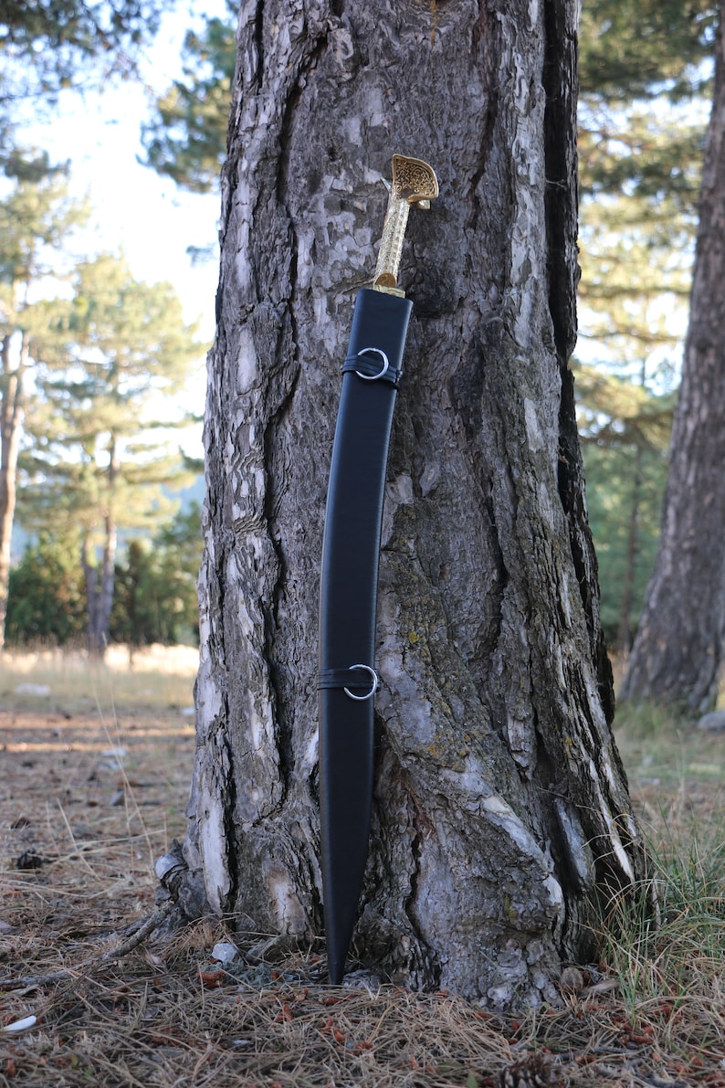 Custom Handmade Yataghan Sword: Ottoman Style Stainless Steel With Gold ...
