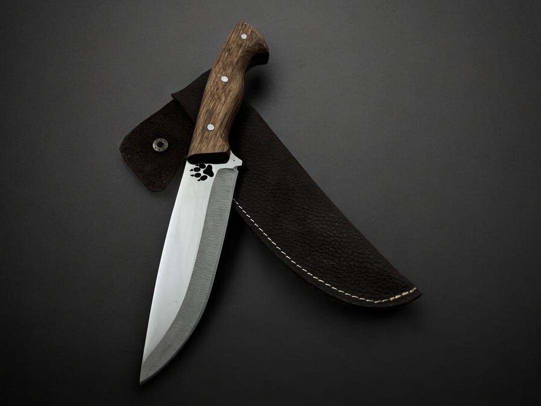 Custom Engraved Seax Hunting Knife: Full Tang Stainless Steel, Walnut ...