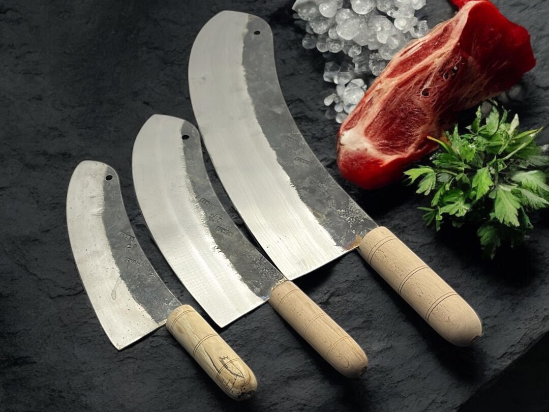 Handmade Carbon Steel Mincing Knife Set: Personalized Kebap Knives - Etsy