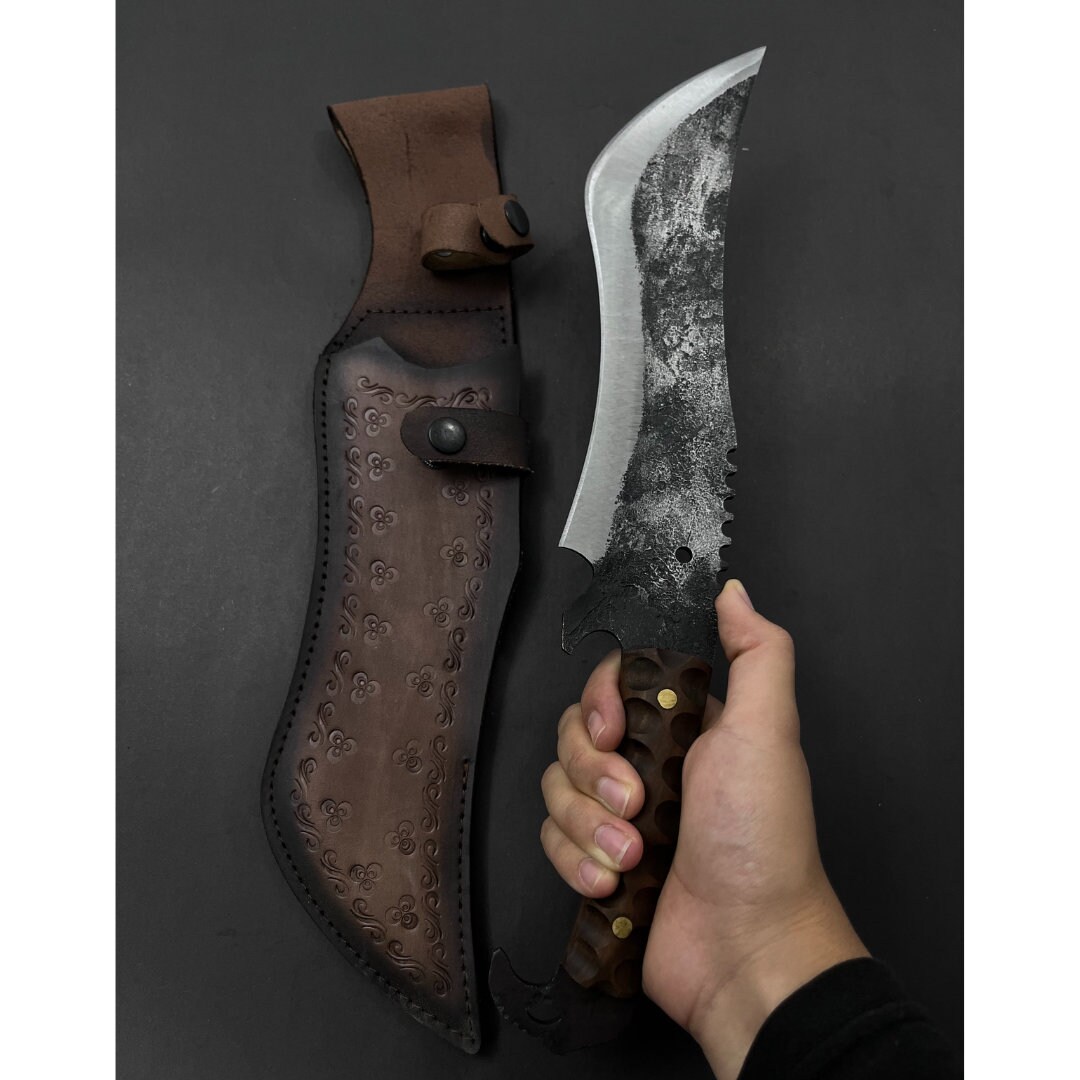 Survival Machete Hand Forged Scimitar Knife Fixed Blade Knife for Men ...