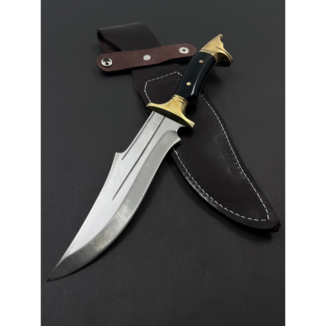 Handmade Wolf Head Hunting Knife Black Personalized Knife Engraved ...