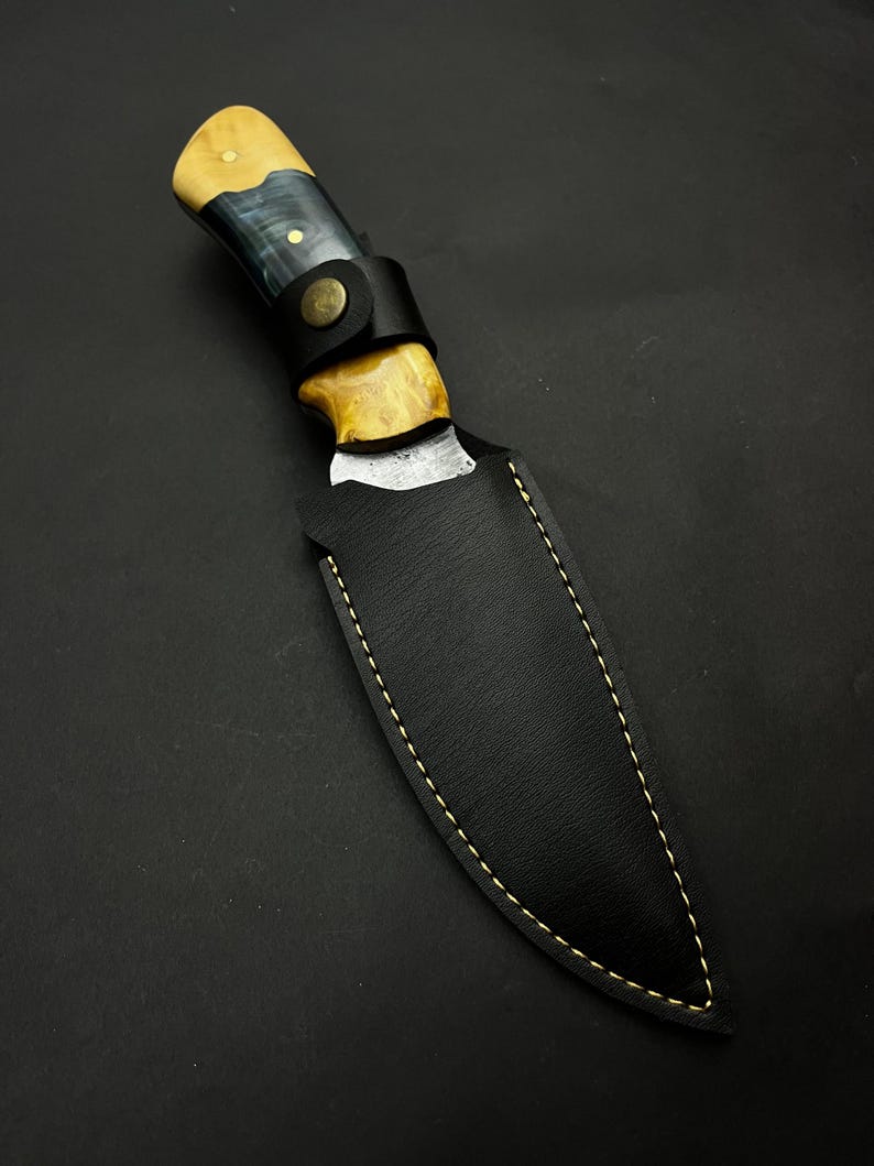 Hand Forged Hunting Knife: Wood Resin Handle Hunting Gift for Christmas ...