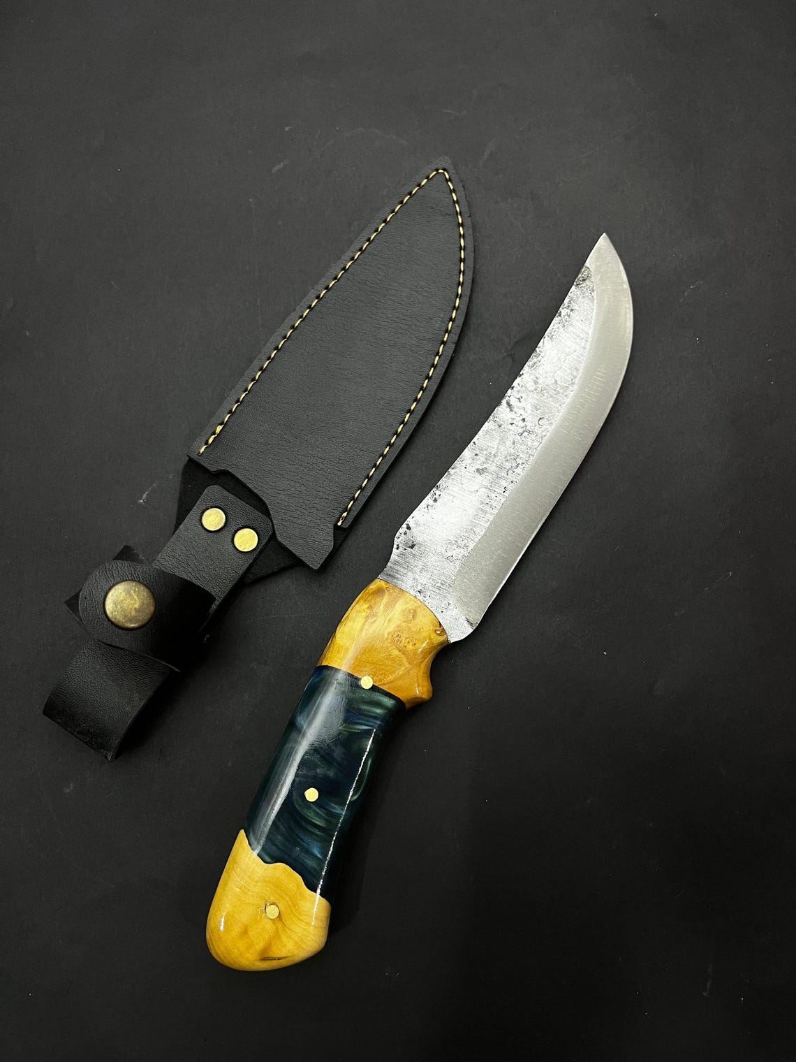Hand Forged Hunting Knife: Wood Resin Handle Hunting Gift for Christmas ...