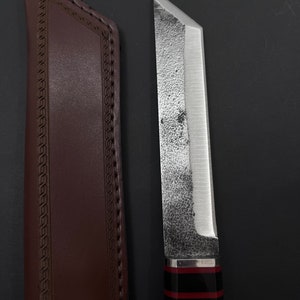 Hand Forged Tanto Knife: 5160 Carbon Steel, Olive Wood Grip - Etsy