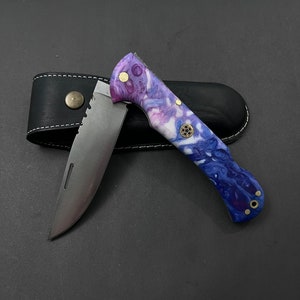 Handmade Folding Knife and Sheath Custom Engraved Pocket Knife ...
