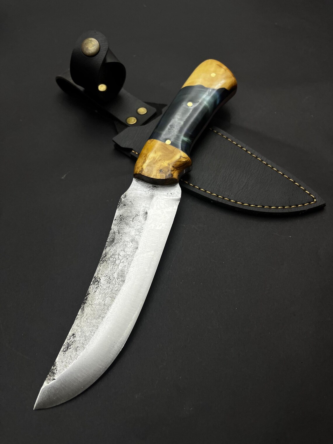 Hand Forged Hunting Knife: Wood Resin Handle Hunting Gift for Christmas ...