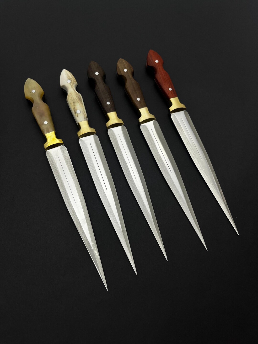 Handmade Dagger Knife Double-edged Stainless Steel Blades With Wood ...