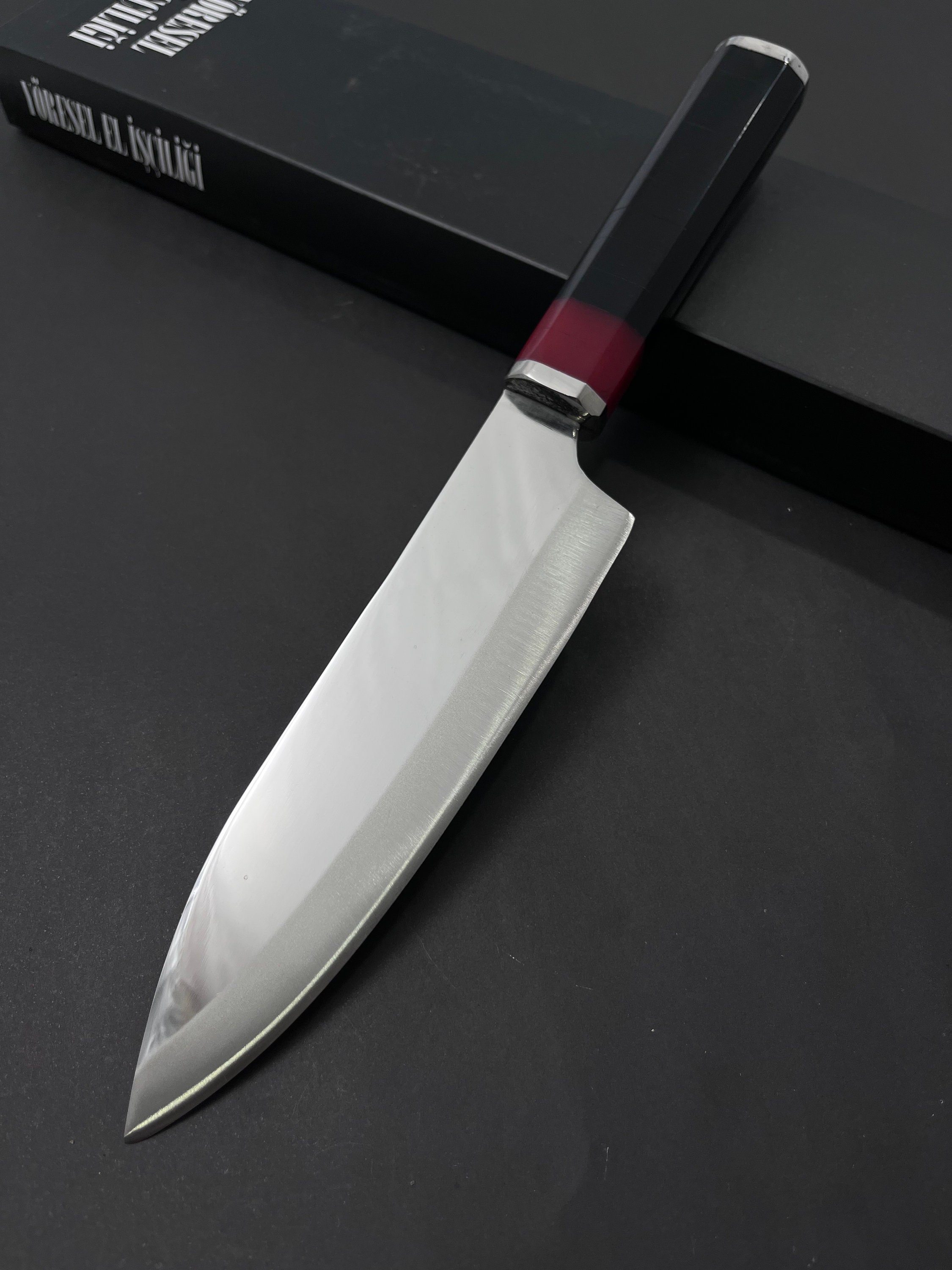Personalized Black Santoku Chef Knife: 4116 Stainless Steel, Micarta ...