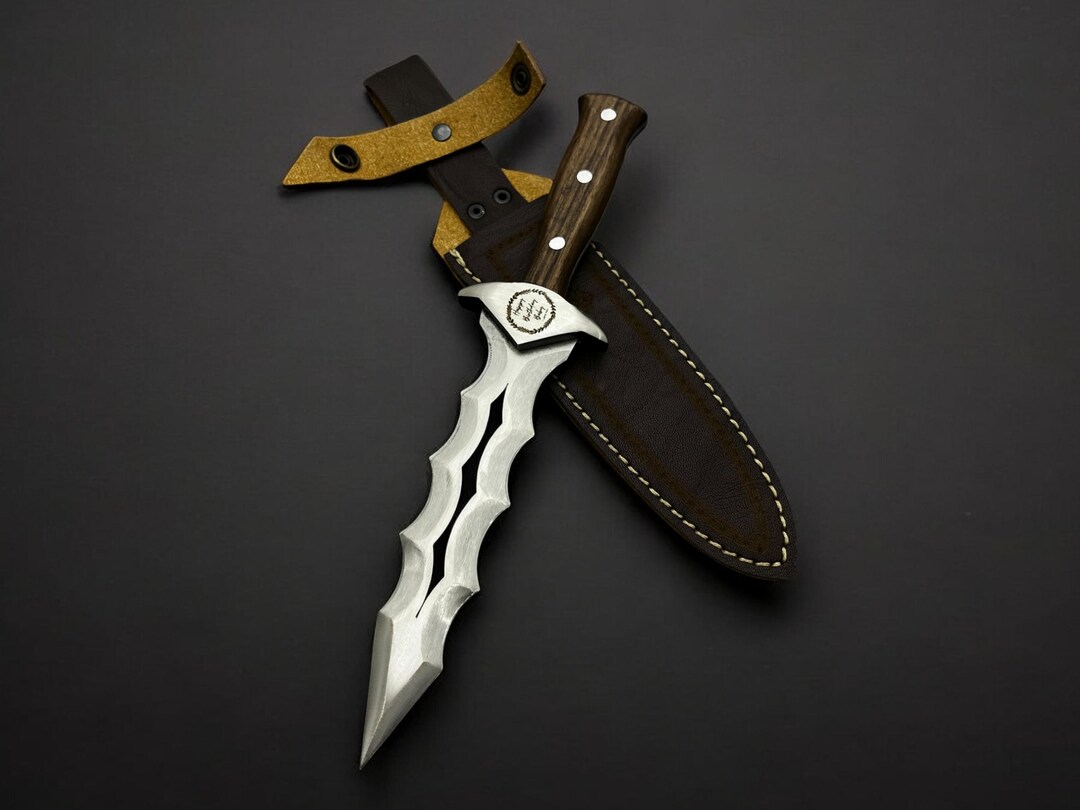 11" Personalized Walnut Handle Double Edge Dagger Knife, Custom ...