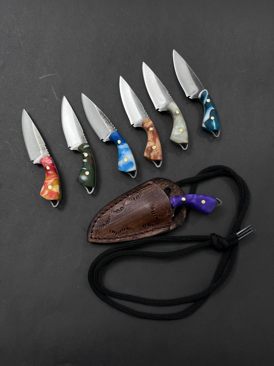 Personalized Stainless Steel Necklace Knife: Resin Handle Gift for ...