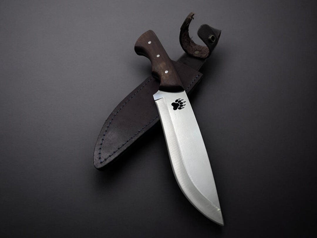 Personalized 12 Inch Claw Bushcraft Hunter Knife With Leather Case ...