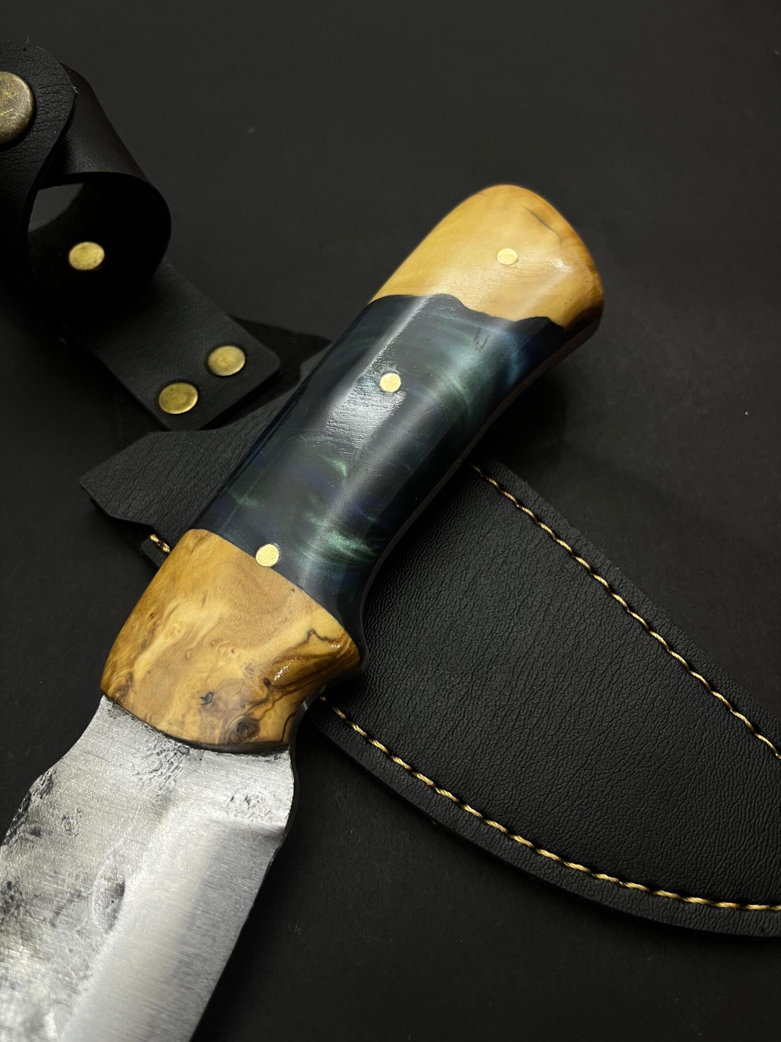 Hand Forged Hunting Knife: Wood Resin Handle Hunting Gift for Christmas ...