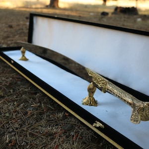 Custom Handmade Yataghan Sword: Ottoman Style Stainless Steel With Gold ...