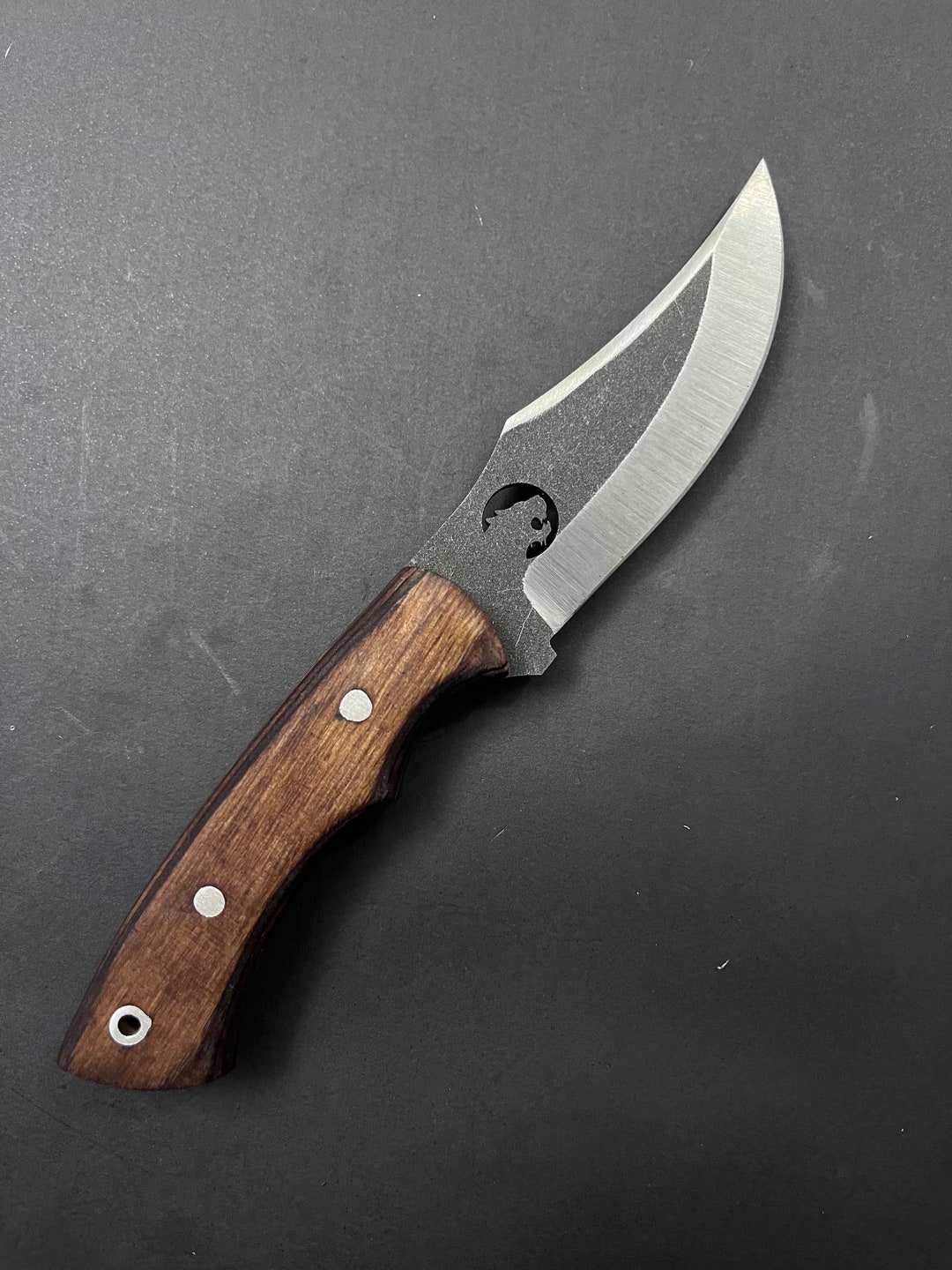Handmade Viking Bushcraft Knife: Engraved Wood Handle, Leather Sheath ...