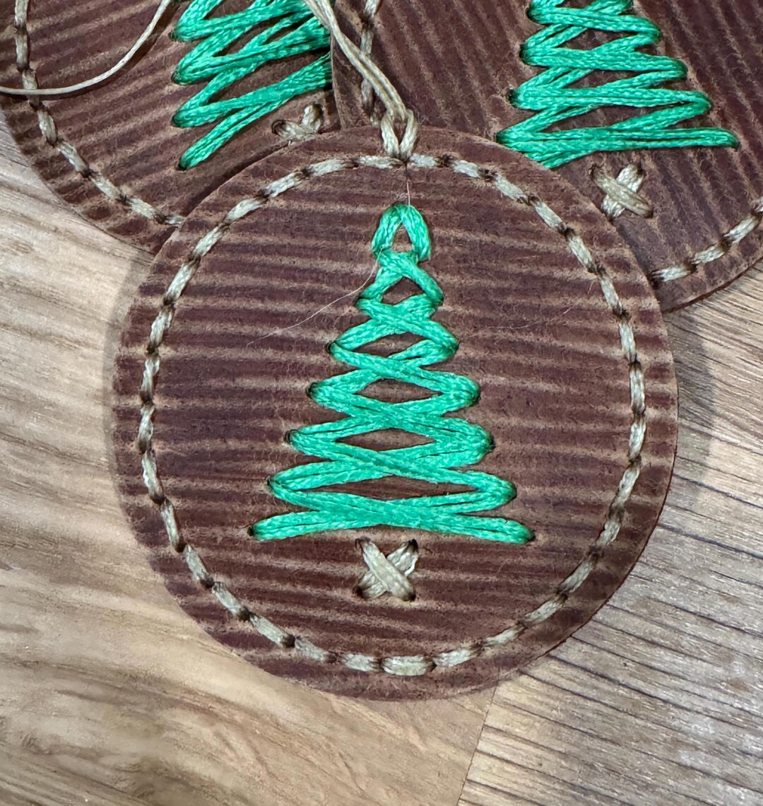Handmade Leather Christmas Tree Ornament - 2.25" - Etsy