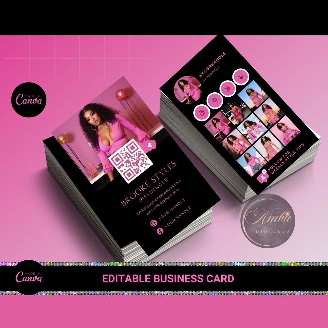 IG Business Card Template, Instagram Business Card, QR Business Card ...