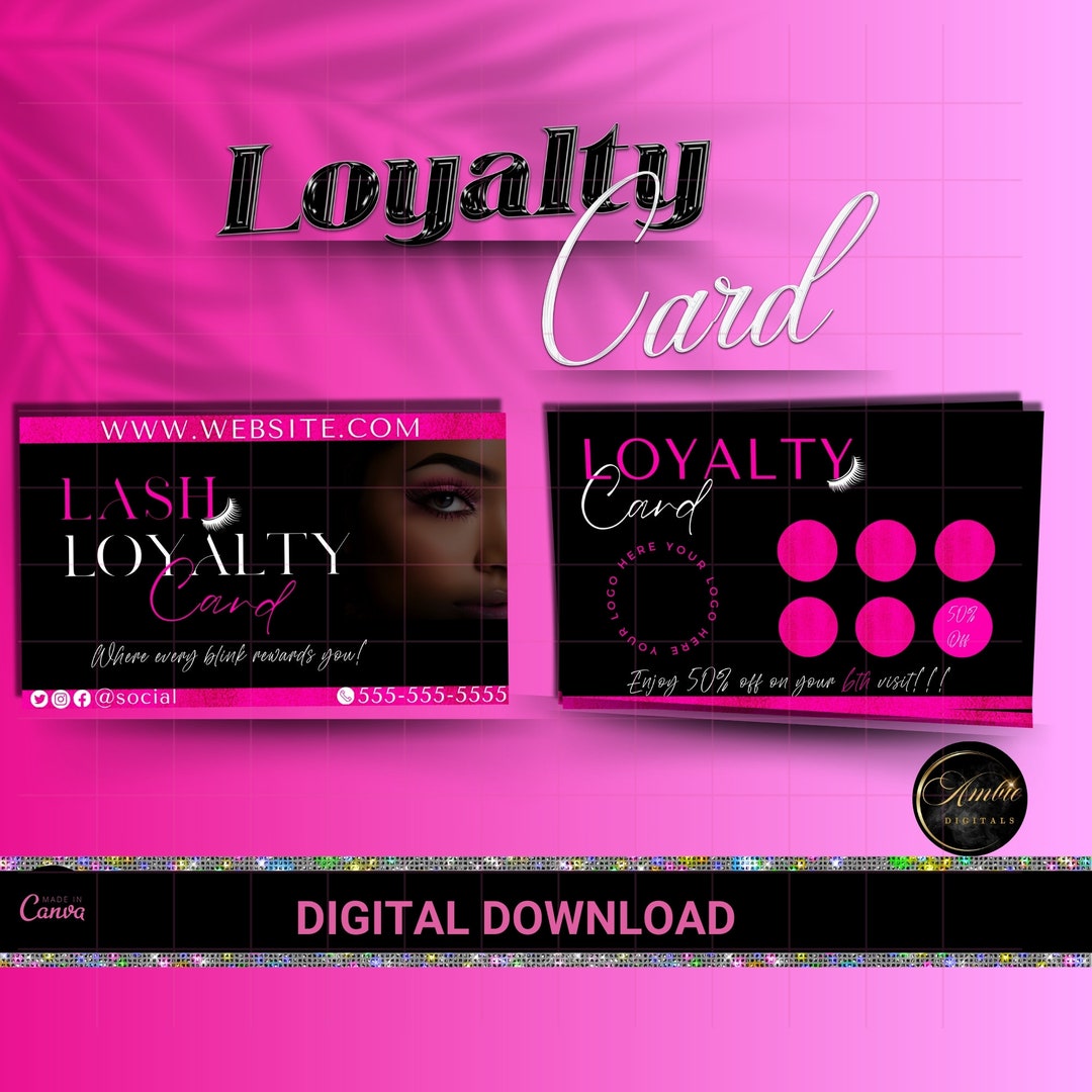 Loyalty Card, Lash Card Template, Beauty Loyalty Card for Esthetician ...
