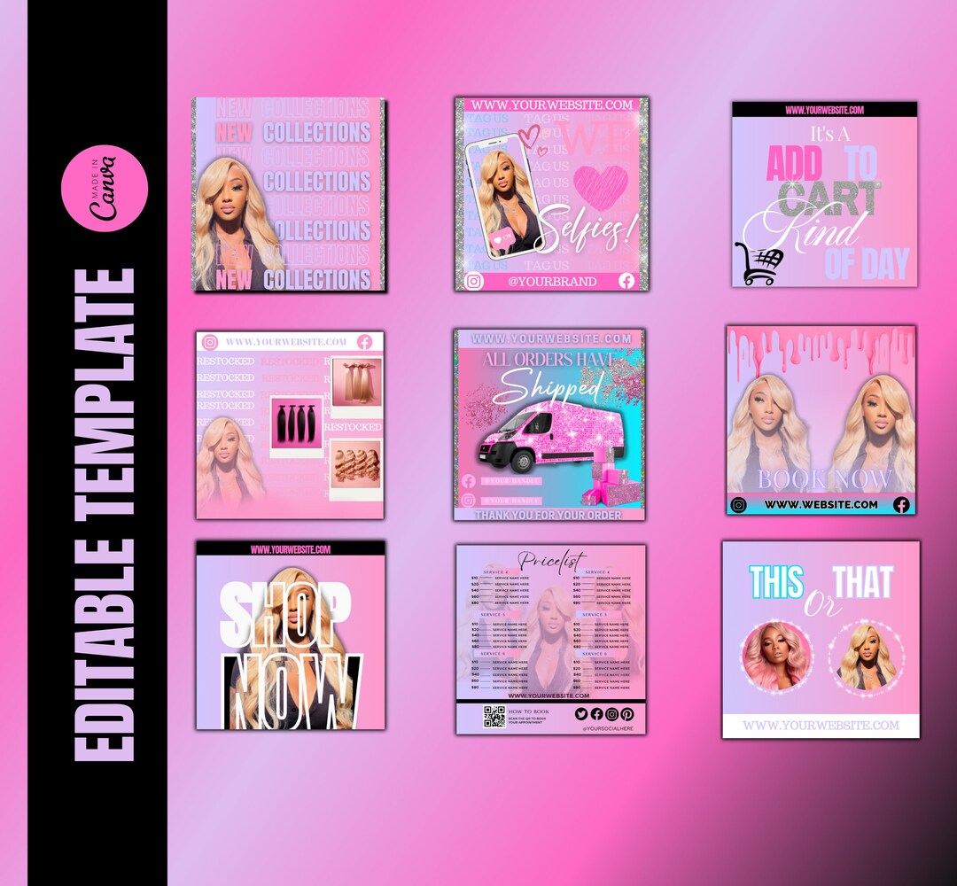 Social Media Post Flyers, DIY Flyers, Beauty Flyers, Editable Premade ...
