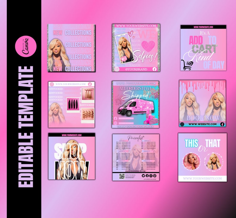 Social Media Post Flyers, DIY Flyers, Beauty Flyers, Editable Premade ...