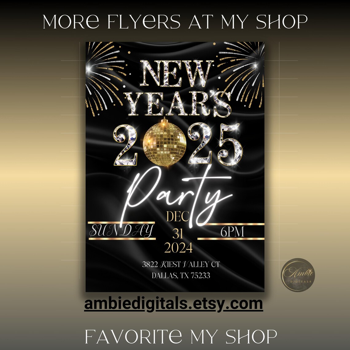 Black & Silver 2025 NYE Invitation - Editable, Printable New Year's Eve ...