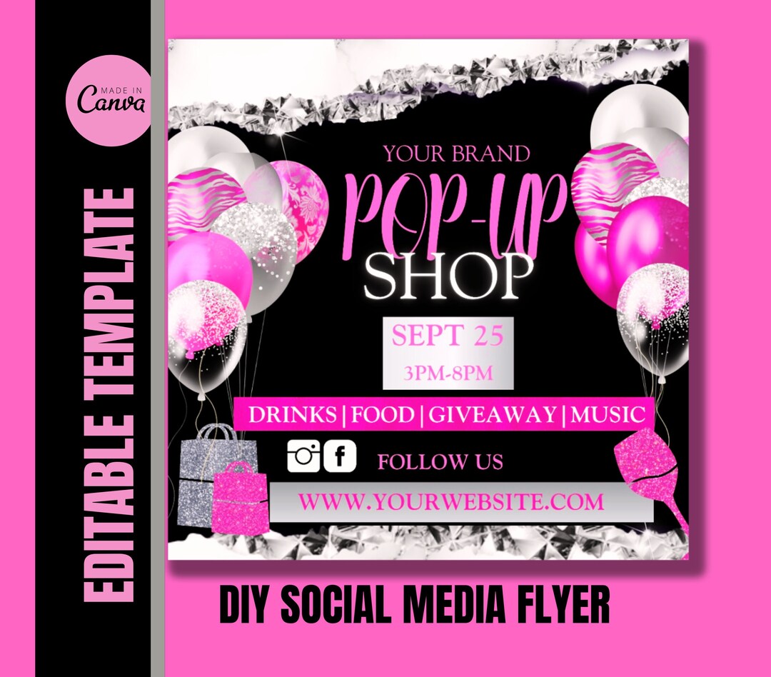 Editable Pop up Shop Flyer DIY Premade Pop up Shop Template Canva E ...