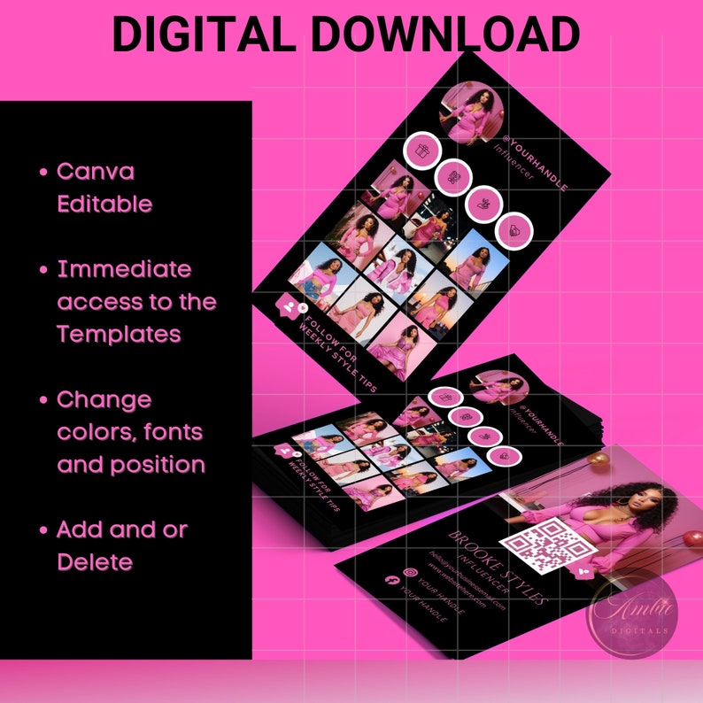 IG Business Card Template, Instagram Business Card, QR Business Card ...