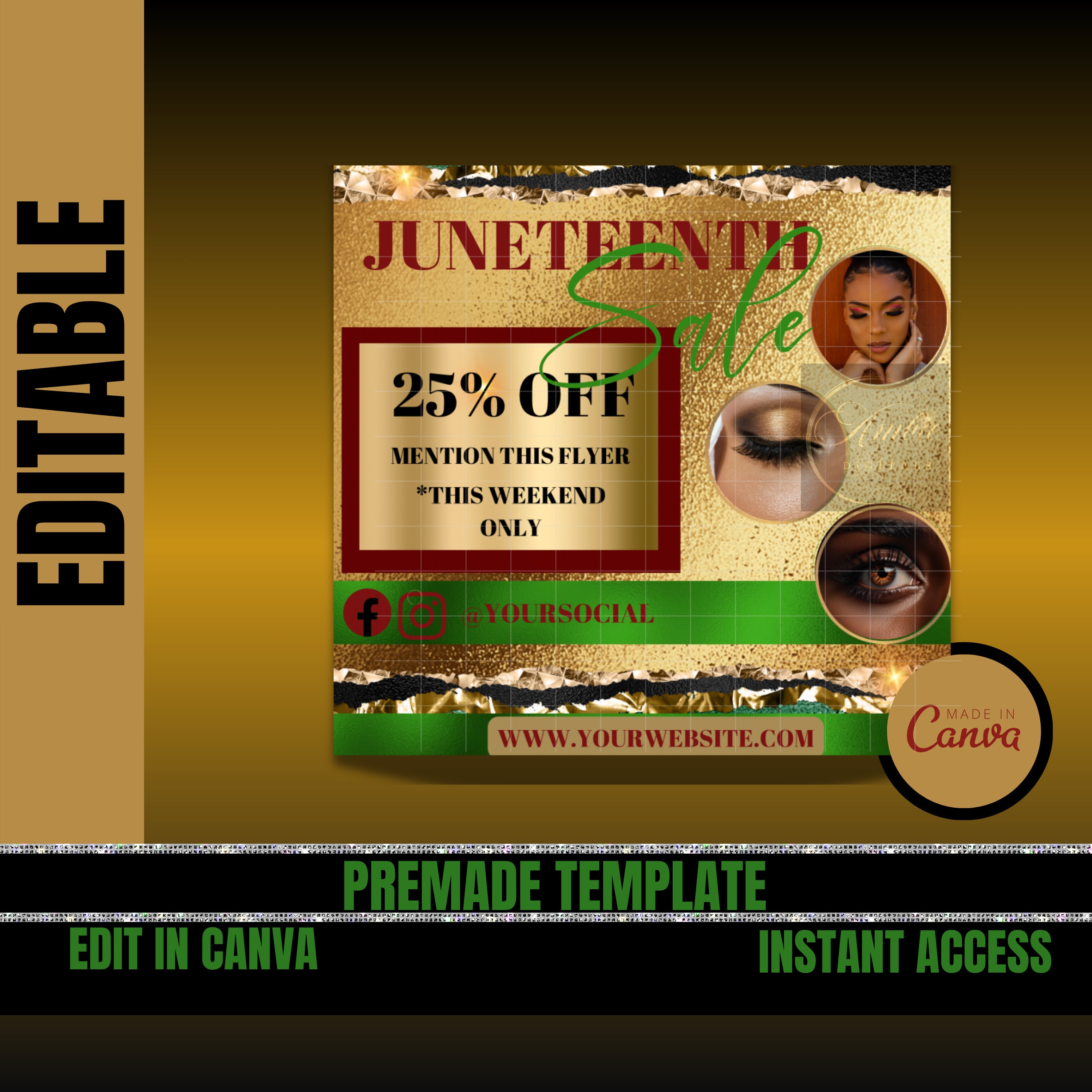 Editable Juneteenth Flyer Template 1865 Juneteenth Lash Flyer Black ...