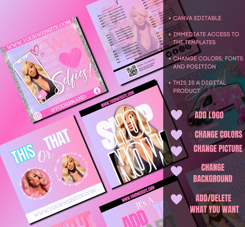 Social Media Post Flyers, DIY Flyers, Beauty Flyers, Editable Premade ...