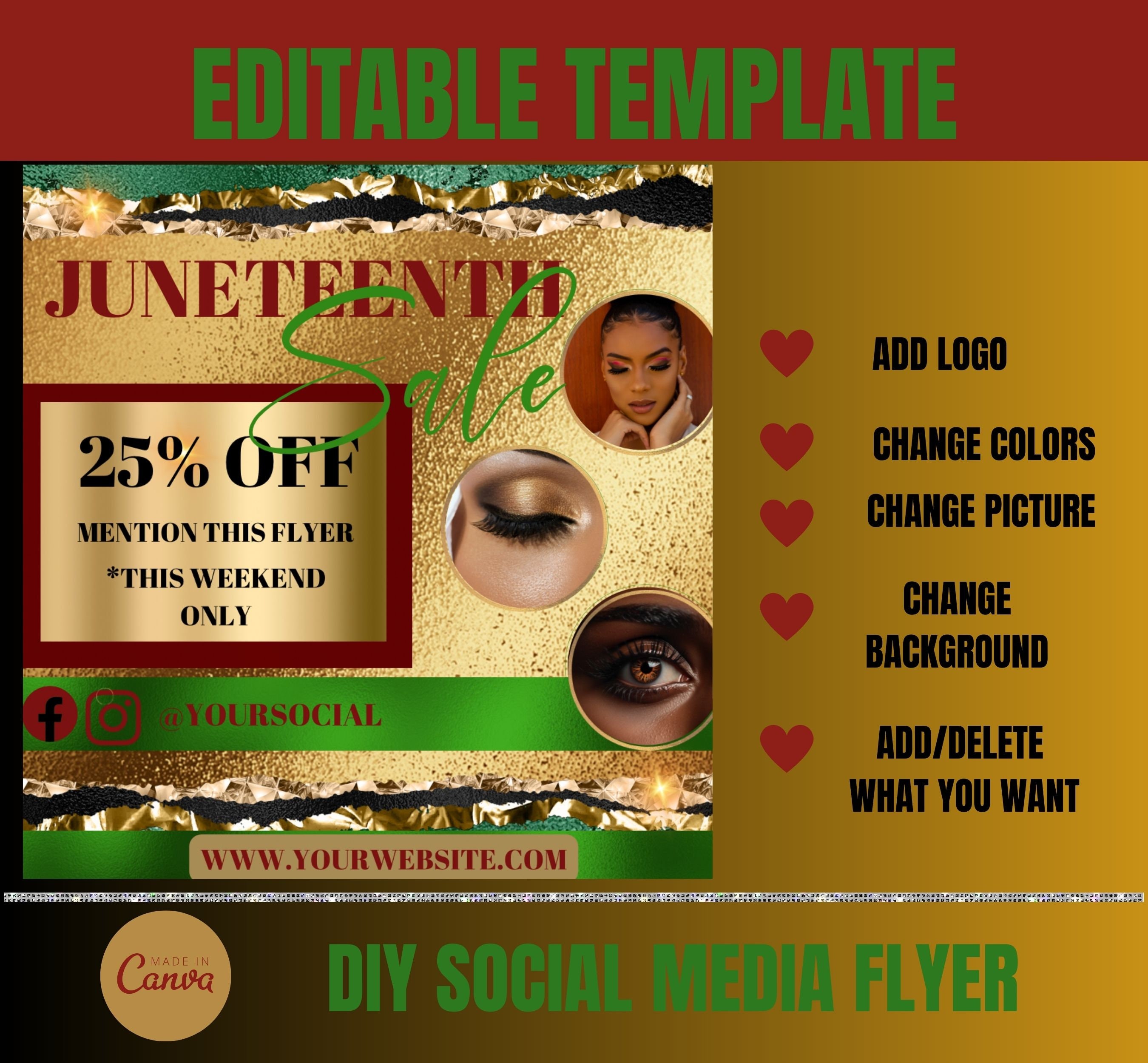 Editable Juneteenth Flyer Template 1865 Juneteenth Lash Flyer Black ...