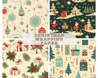Retro Christmas Digital Paper Pack | 20 Seamless Wrapping Paper Designs ...