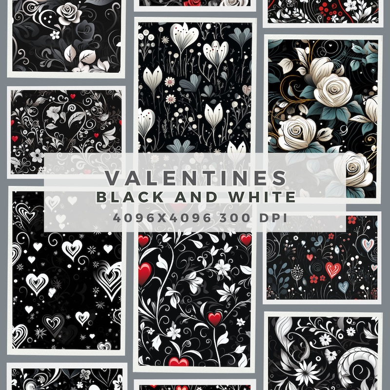 Black and White Valentine Clip Art - Etsy